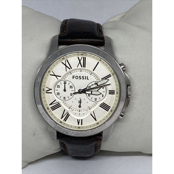 Fossil | Accessories | Fossil Fs4735mens Brown Leather Analog Dial Quartz Genuine Wrist Watch ...